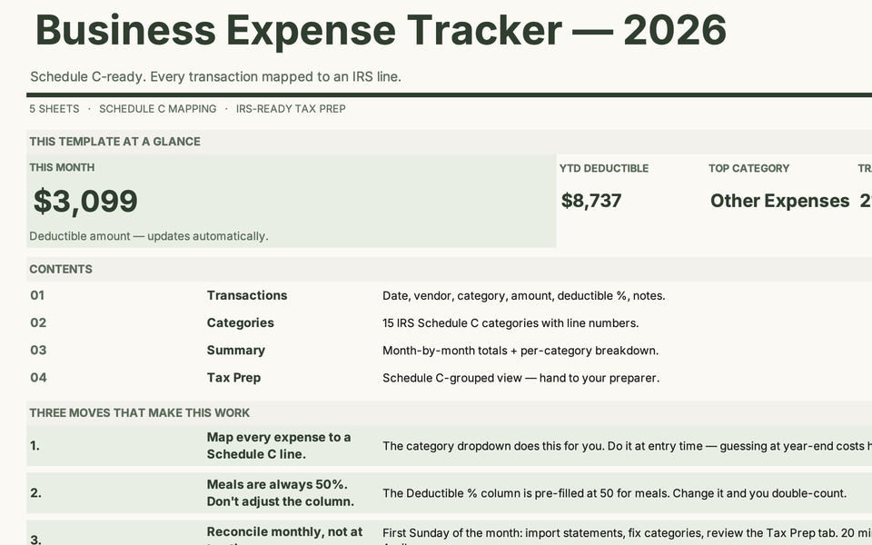Free Business Expense Tracker 2026 (Excel & Sheets)